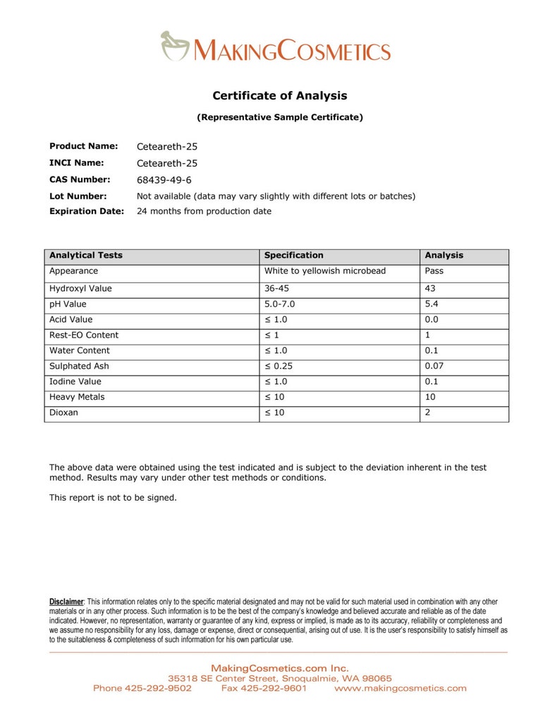 MakingCosmetics Ceteareth-25 Ingrediente cosmético | Etsy México