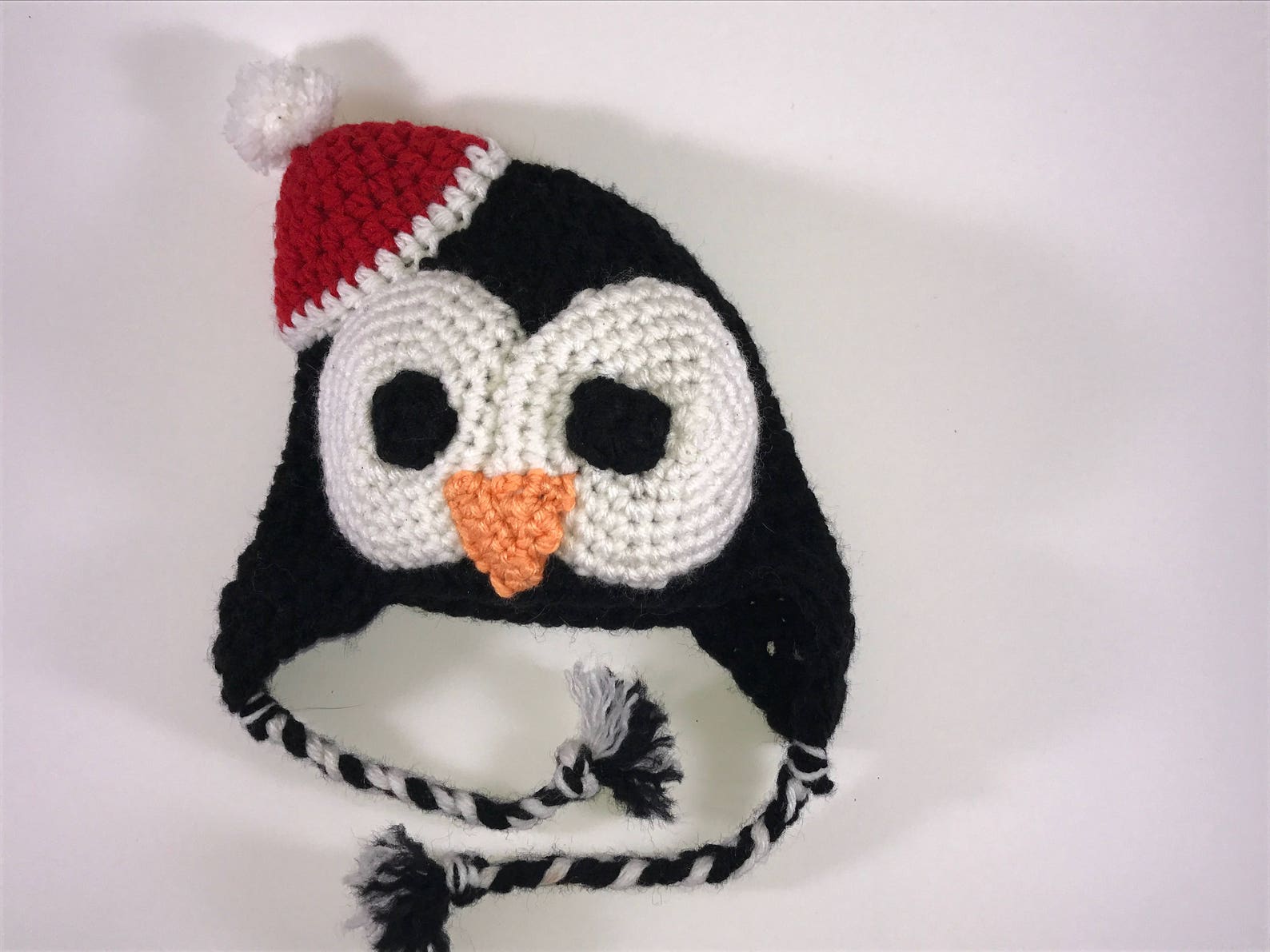 Christmas Penguin Earflap Hat, All Ages, Braided Earflap Hat, Winter ...