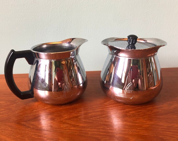 Vintage Mid Century Modern Sunbeam Chrome Creamer and Sugar Bowl With ...