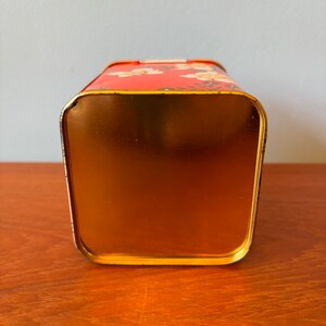 One Vintage Tin Decorative Metal Storage Container, Retro Red Floral ...