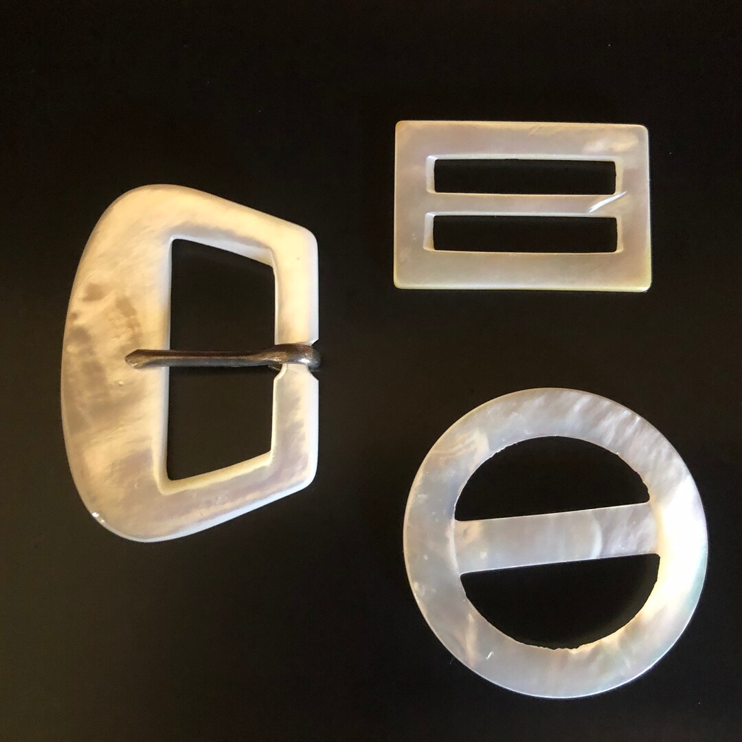 Vintage Mother of Pearl Shell Belt Buckles, Set of 3, Vintage Jewelry ...