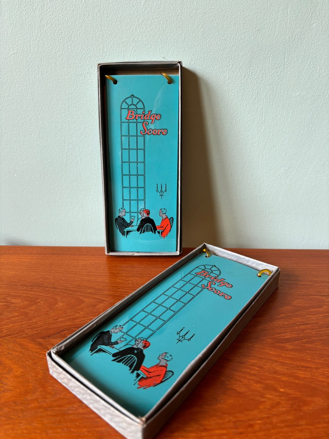 Vintage Blue Auction Bridge Score Pad, Retro Plastic Bridge Pad, Set of ...