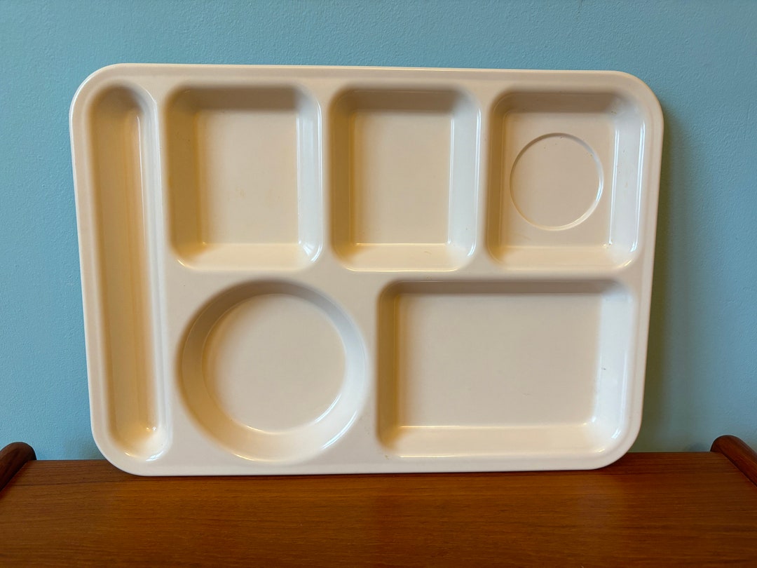 Vintage Beige Plastic Cafeteria Trays - Set of 7 Retro School Lunch ...