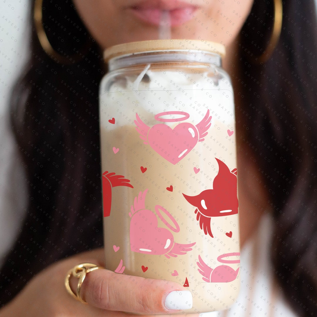 16oz Glass Libby 100089 Best Enemies Cup With Bamboo Spill Proof Lid, Glass Straw, Glass Beer ...