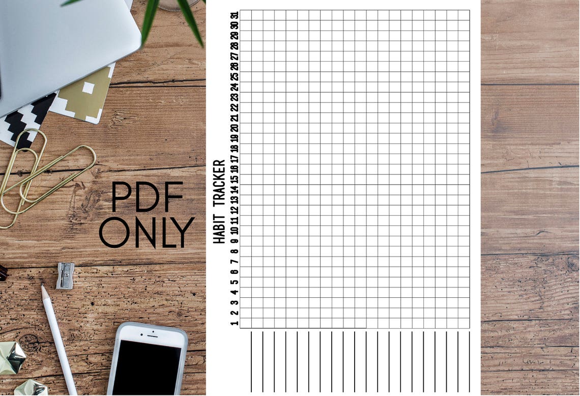 Monthly Habit Tracker With Dot Grid Personal Wide Printable Insert for ...