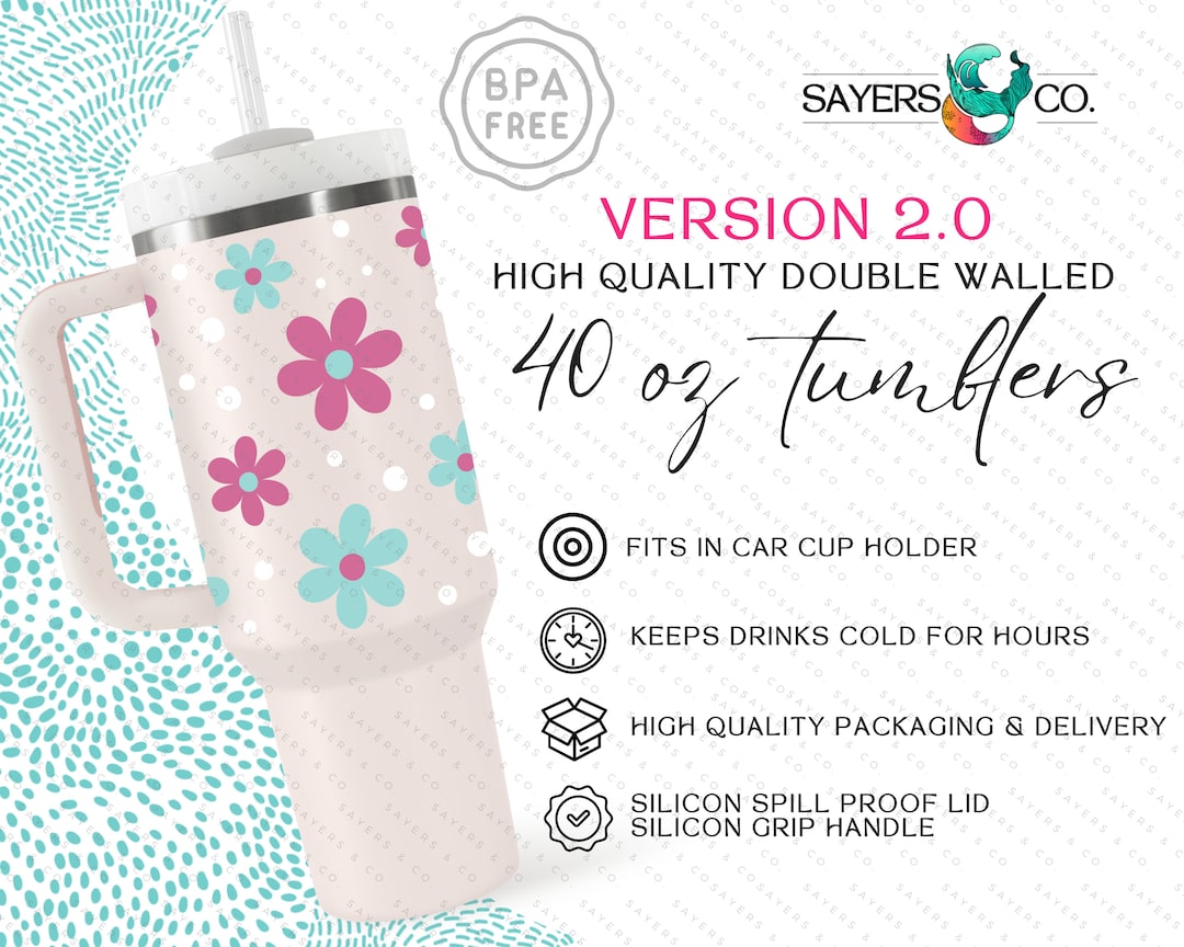 CUSTOM Daisy Chain Floral Matte 40oz Version 2.0 With Silicon Handle ...