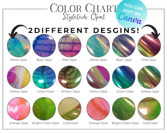 Style-tech Opal Adhesive Vinyl DIGITAL Download Color Chart - Etsy