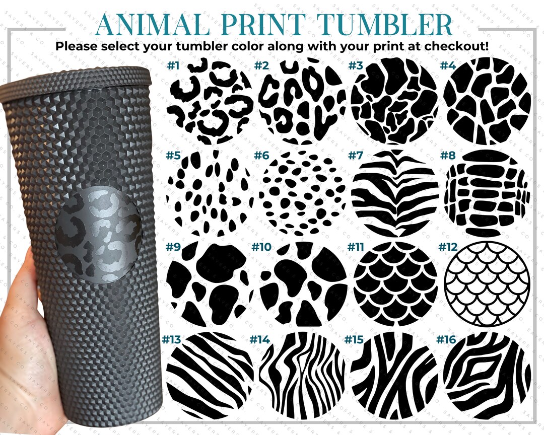 Custom Studded Animal Print, Leopard, Cow, Tiger, Snake, Cheetah, 24oz ...