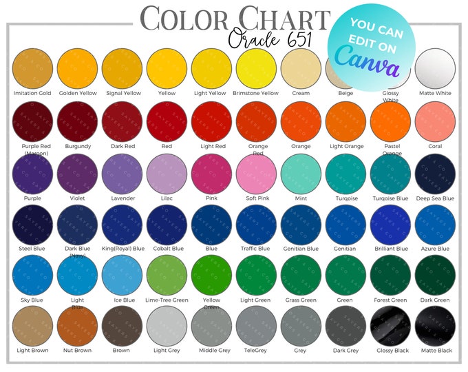 Oracal 651 Color Chart, Vinyl Color Chart, Color Sample, Sample Book ...
