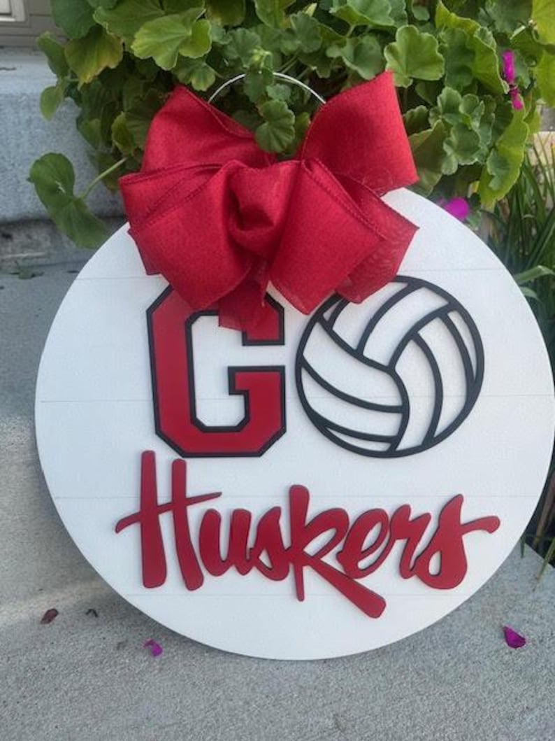 Husker Volleyball Door Hanger, Husker Door Sign, Nebraska Door Hanger ...