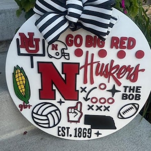 Husker Volleyball Football Door Hanger - Etsy