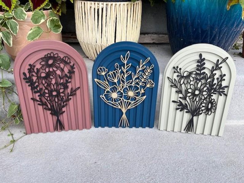 Wildflower Boho Arch Art- Boho Wood Art- Wildflower Art- Flower Decor ...
