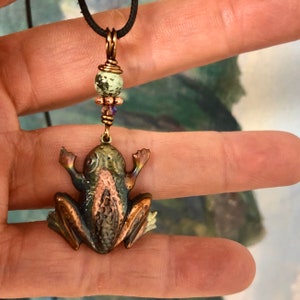 Frog Necklace Copper Pendant Necklace Flame Colored Frog Jewelry Frog ...
