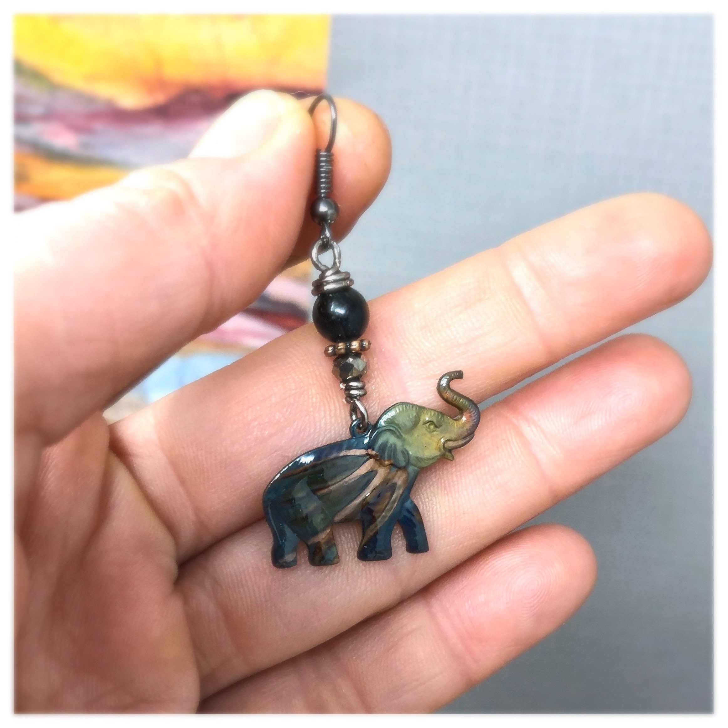 Elephant Earrings - Copper Elephants Earrings - Animal Jewelry ...