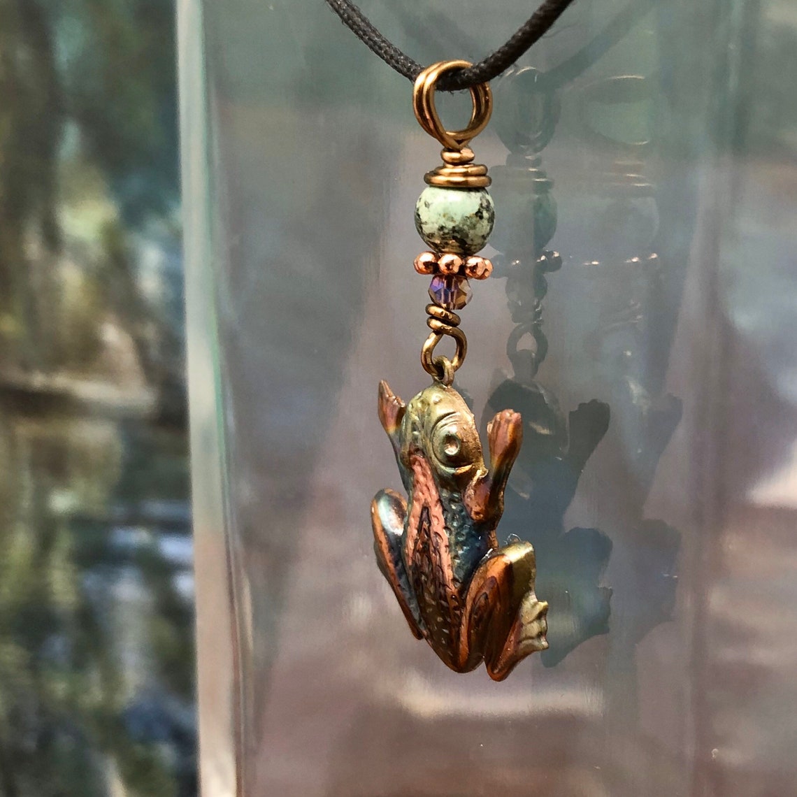 Frog Necklace Copper Pendant Necklace Flame Colored Frog - Etsy