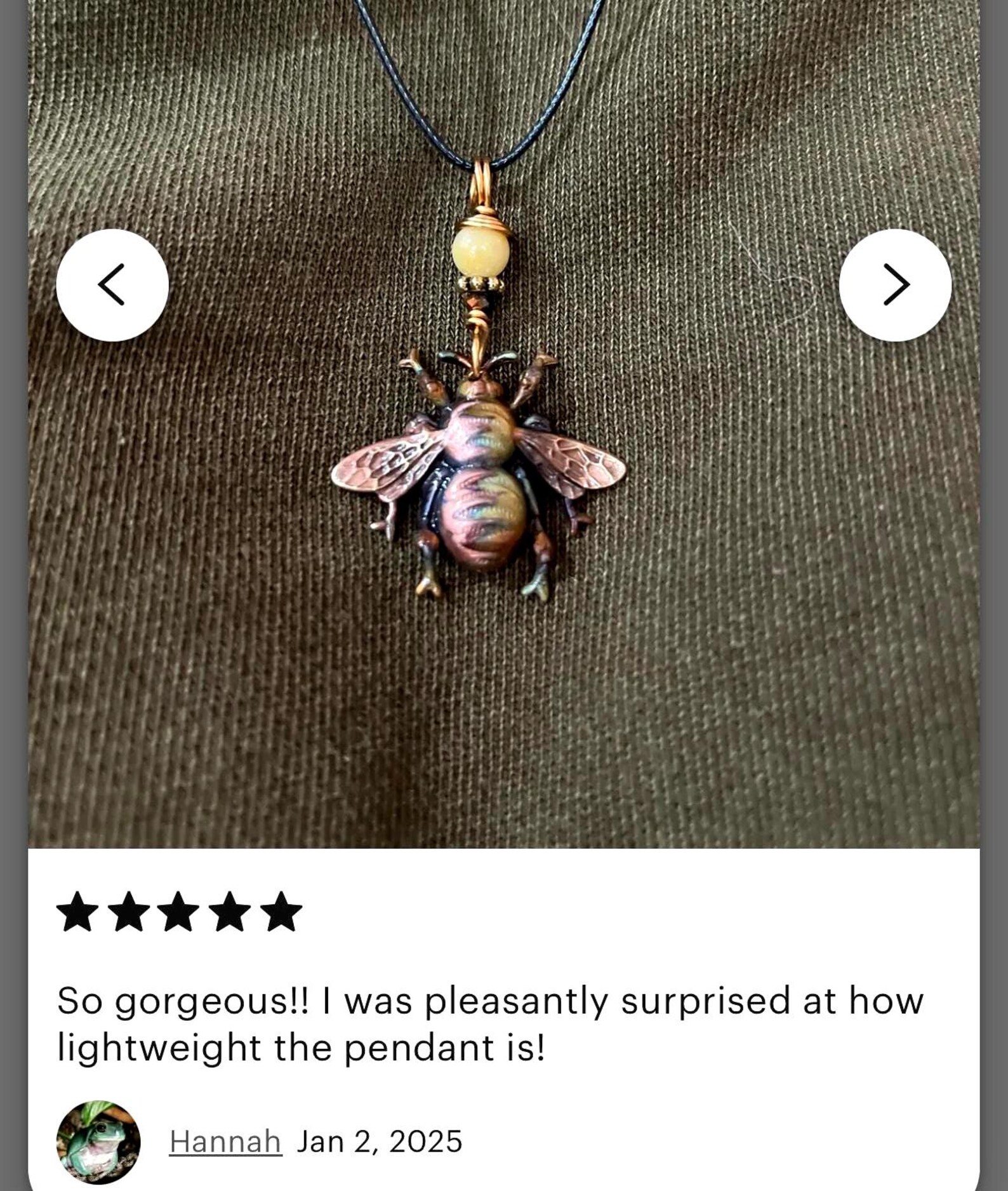 Bee Necklace - Copper Bee Pendant - Honeybee Necklace - Nature Gift ...