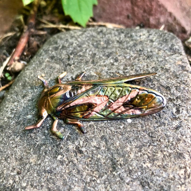 Cicada Pin - Copper Cicada Brooch - Brood X Cicada Jewelry - Brood X ...