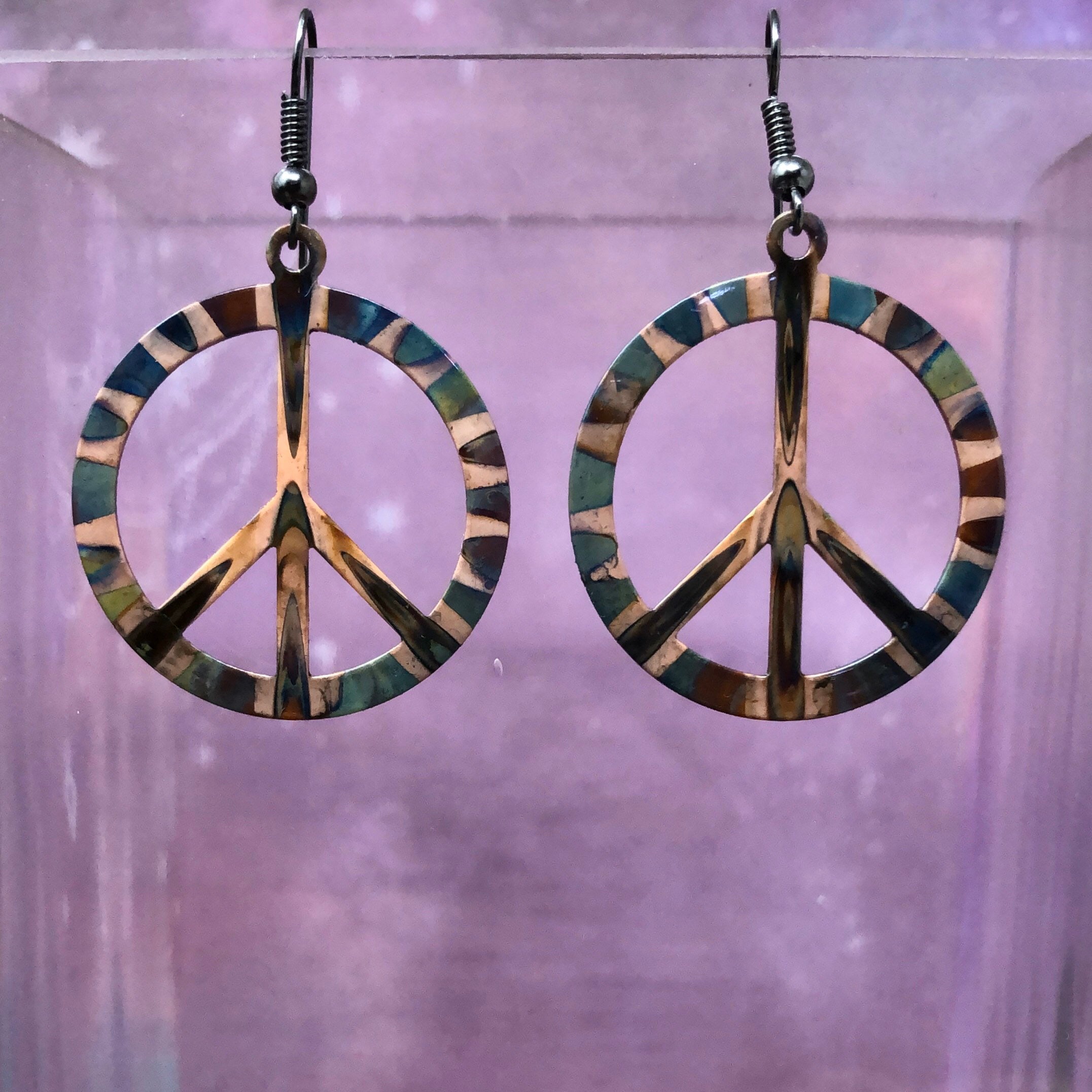 Peace Symbol Earrings Copper Peace Sign Earrings Peace - Etsy.de