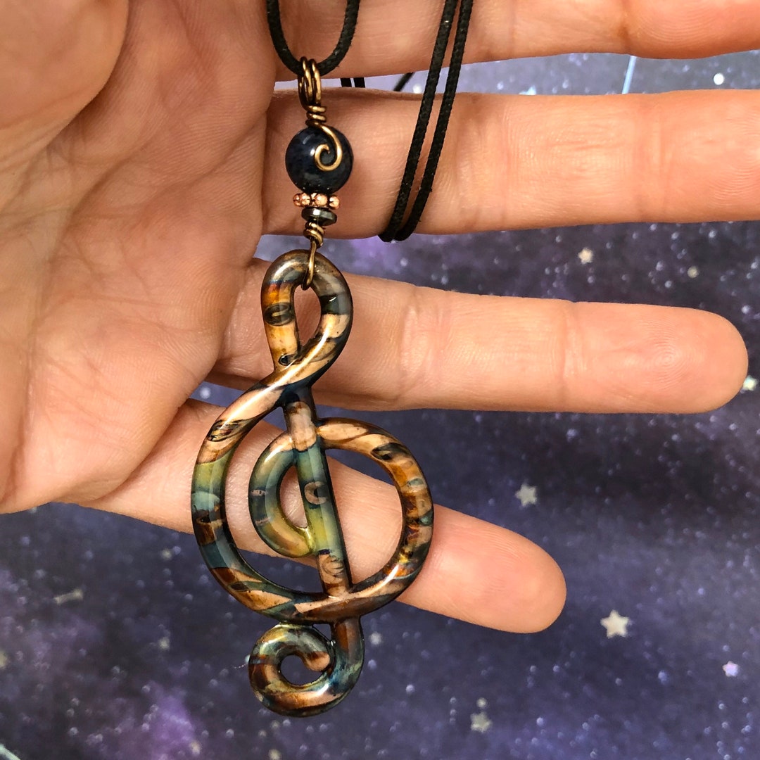 Treble Cleff Necklace - Copper Pendant Necklace - Music Jewelry ...