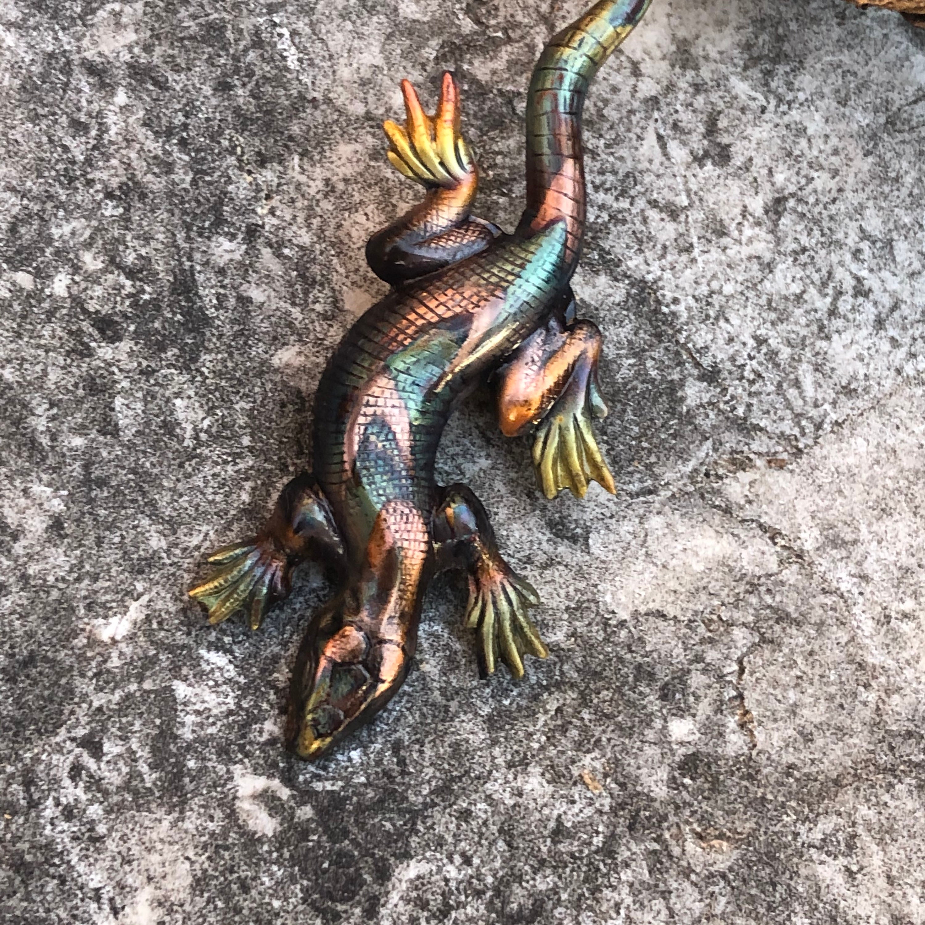 Lizard Necklace Copper Lizard Choker Reptile Jewelry | Etsy