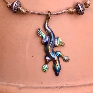 Lizard Necklace - Copper Lizard Choker - Reptile Jewelry - Copper Gecko ...