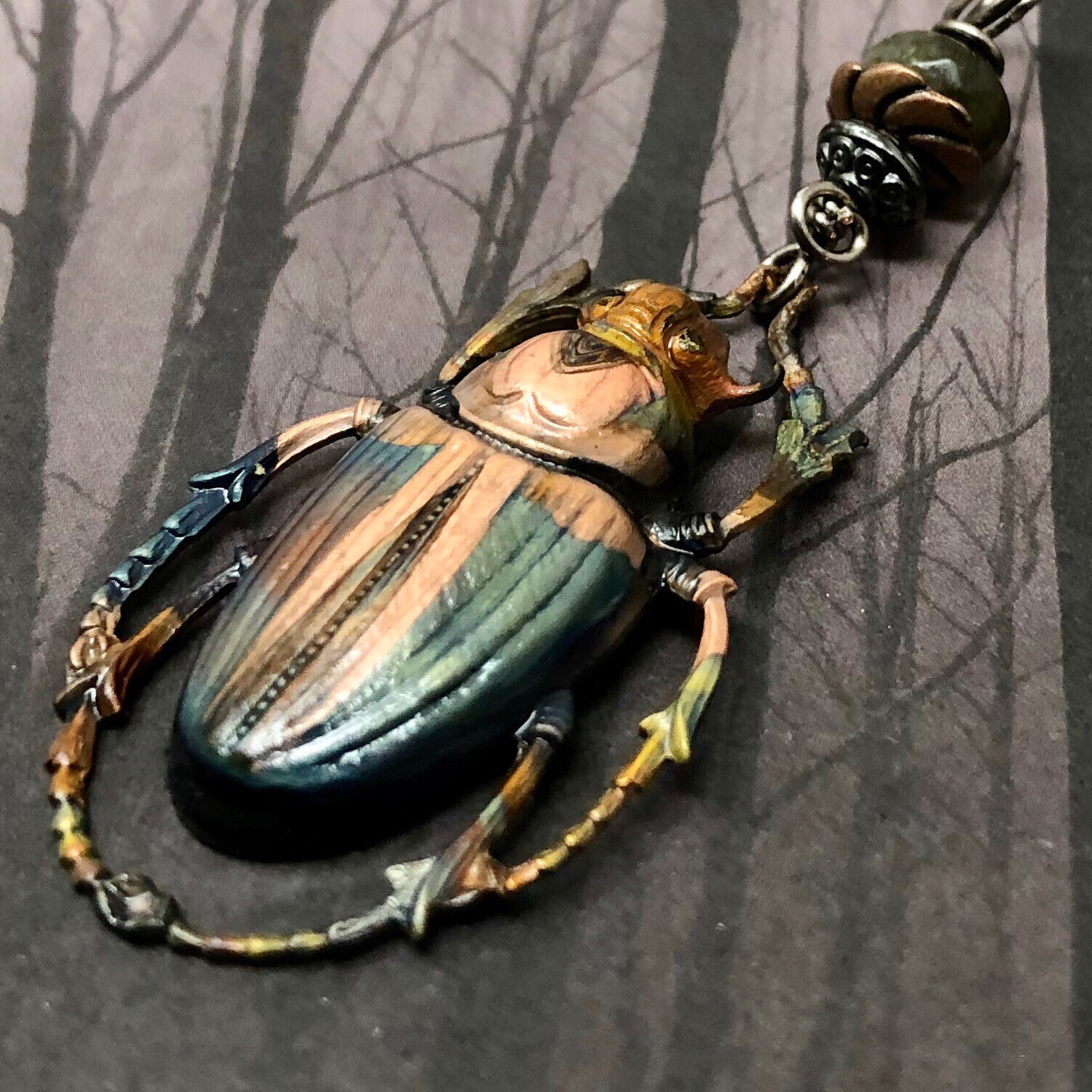 Scarab Beetle Necklace Gothic Copper Beetle Pendant | Etsy