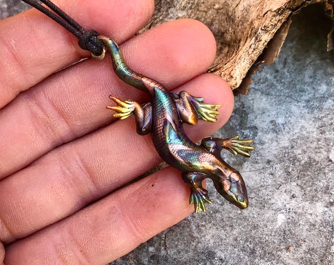 Lizard Necklace Copper Lizard Choker Reptile Jewelry | Etsy