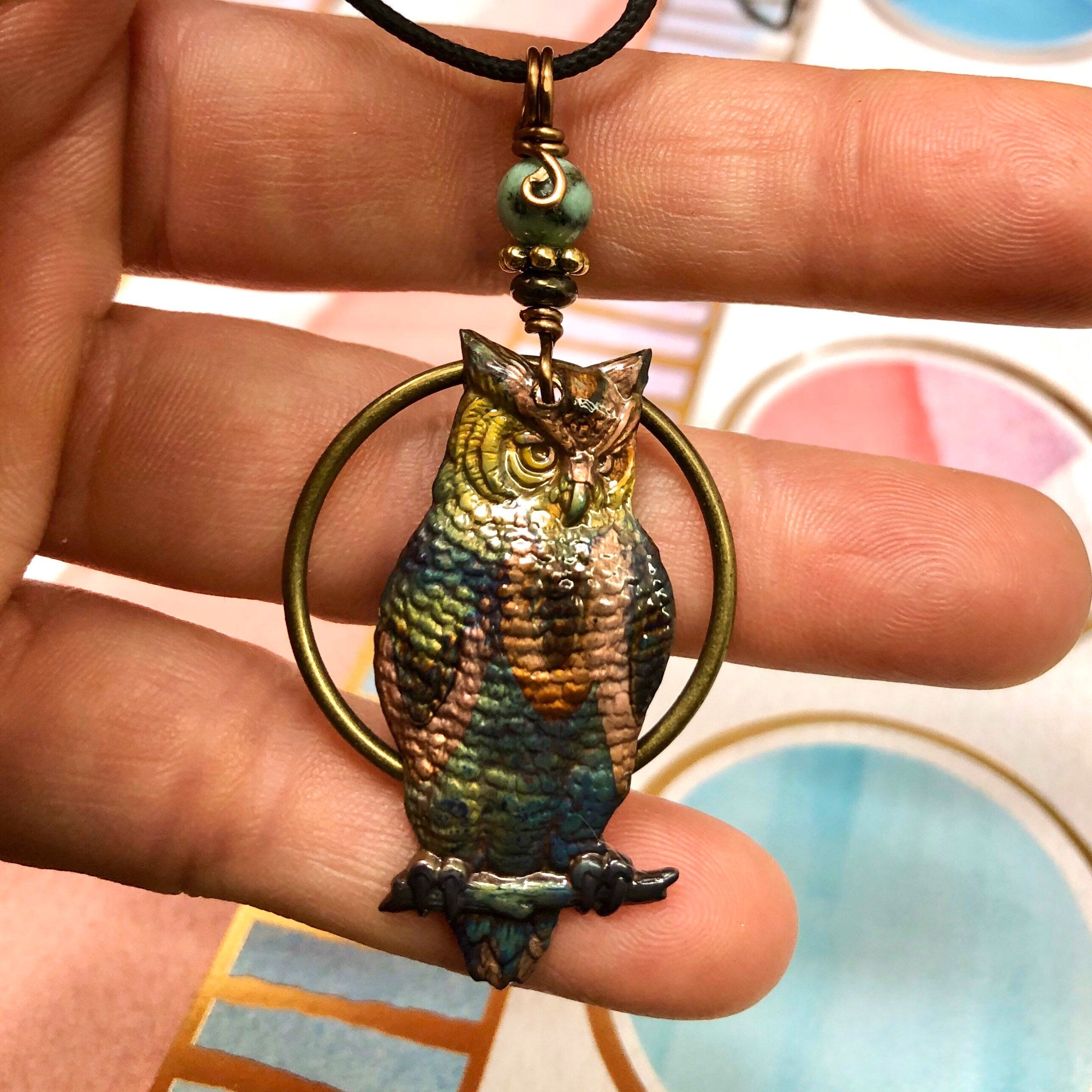 Owl Necklace Copper Owl Pendant Owl Jewelry Bird | Etsy