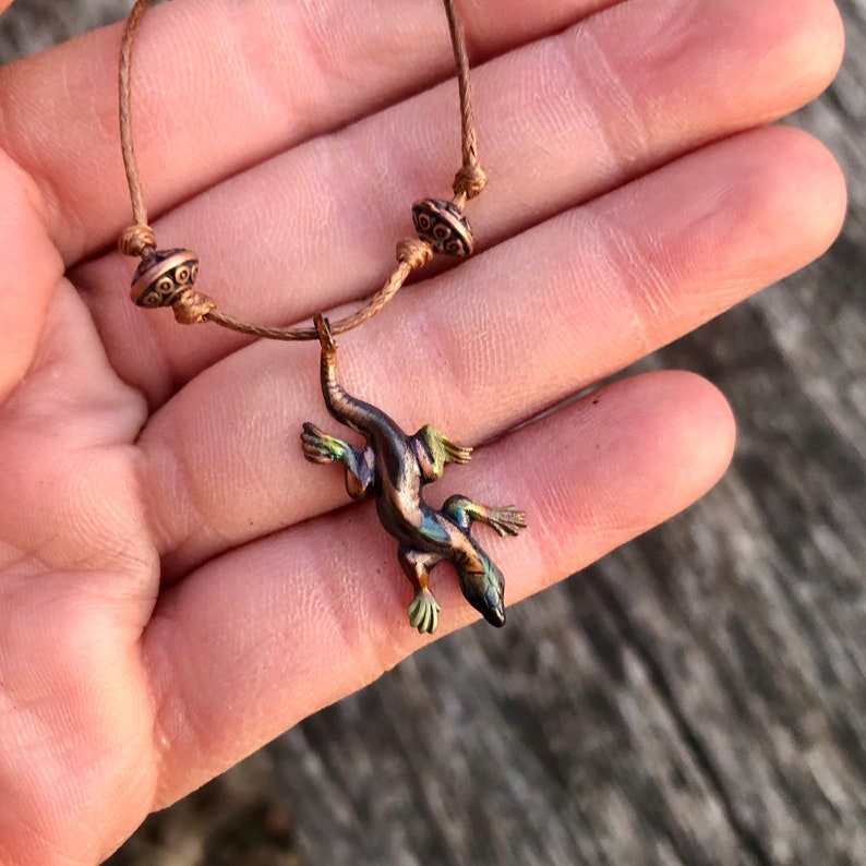 Lizard Necklace Copper Lizard Choker Reptile Jewelry - Etsy