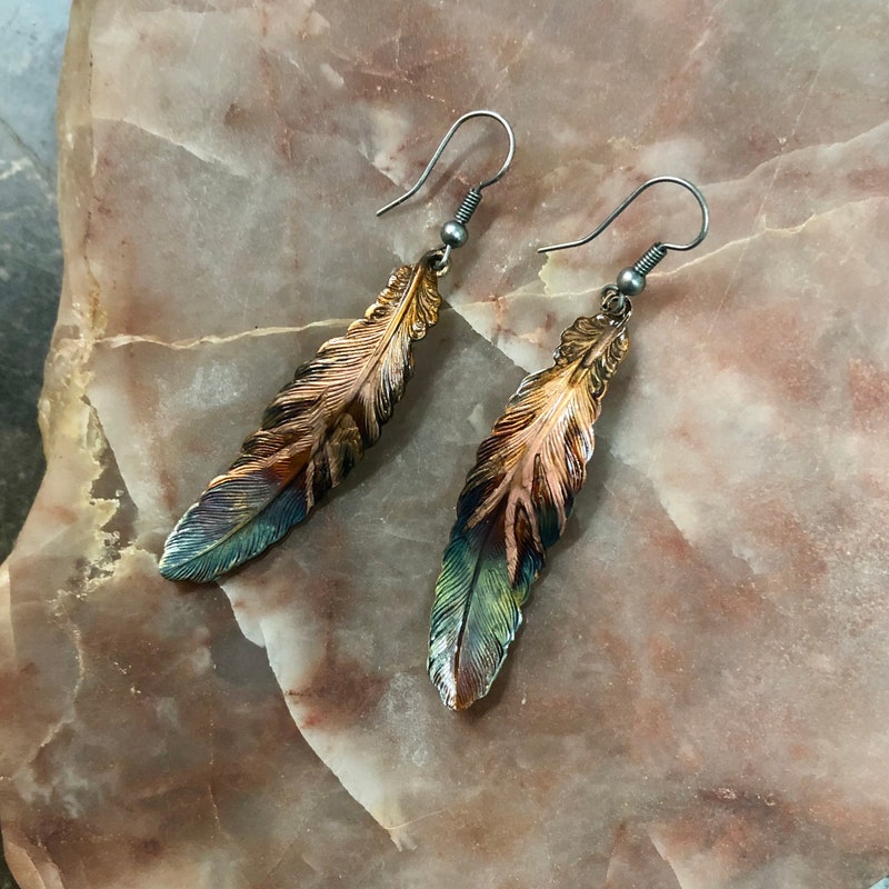 Nature and Feather Earrings - Etsy
