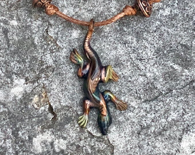 Lizard Necklace Copper Lizard Choker Reptile Jewelry Copper Gecko ...