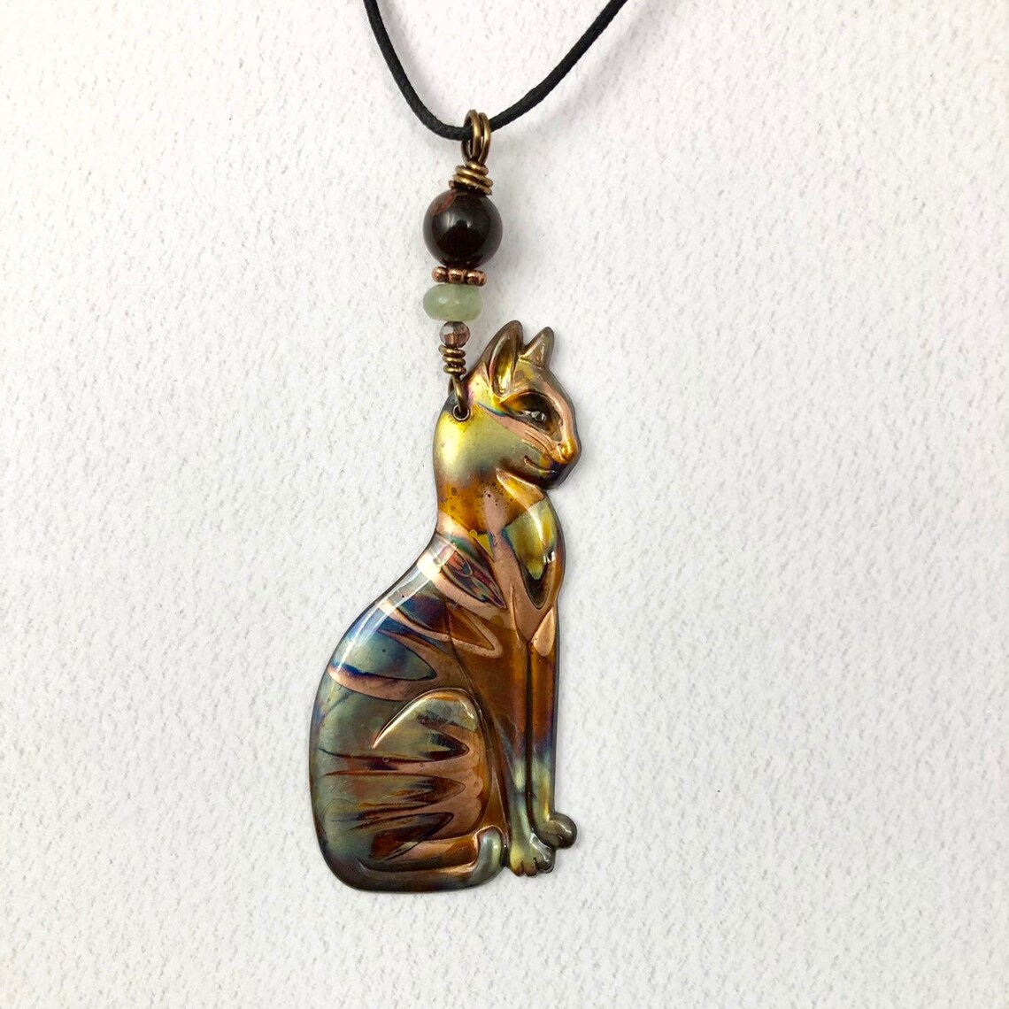 Cat Necklace Copper Pendant Necklace Cat Jewelry Animal - Etsy