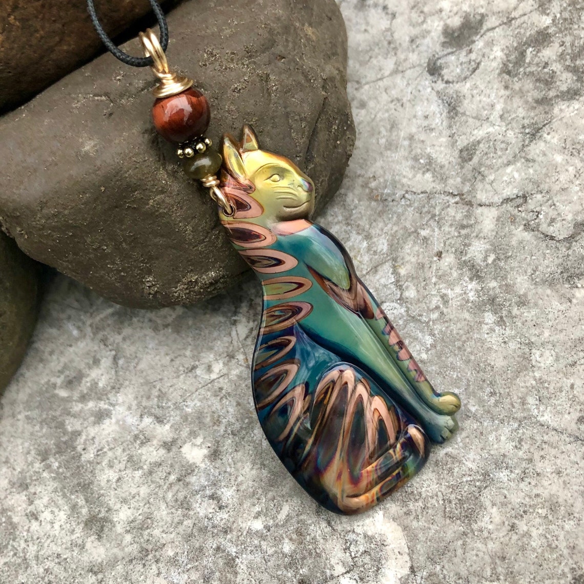 Cat Necklace Copper Pendant Necklace Cat Jewelry Animal - Etsy