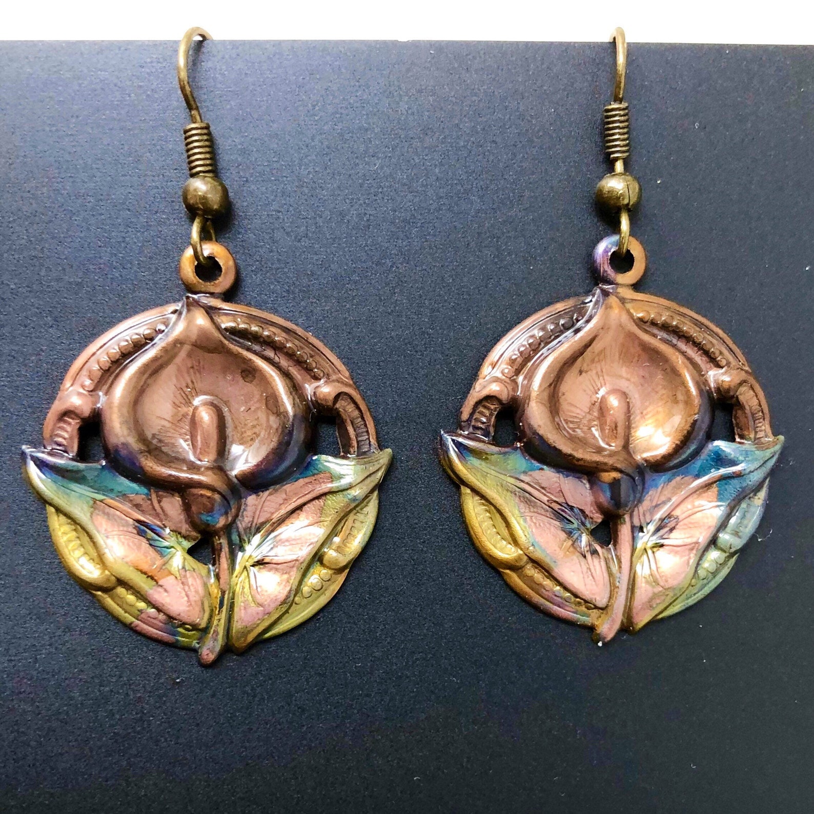 Cala Lily Flower Earrings Copper Cala Lilies Jewelry Peace | Etsy