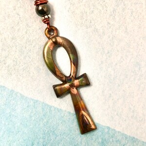Ankh Necklace - 7th Anniversary Gift -flame Colored Copper Ankh ...