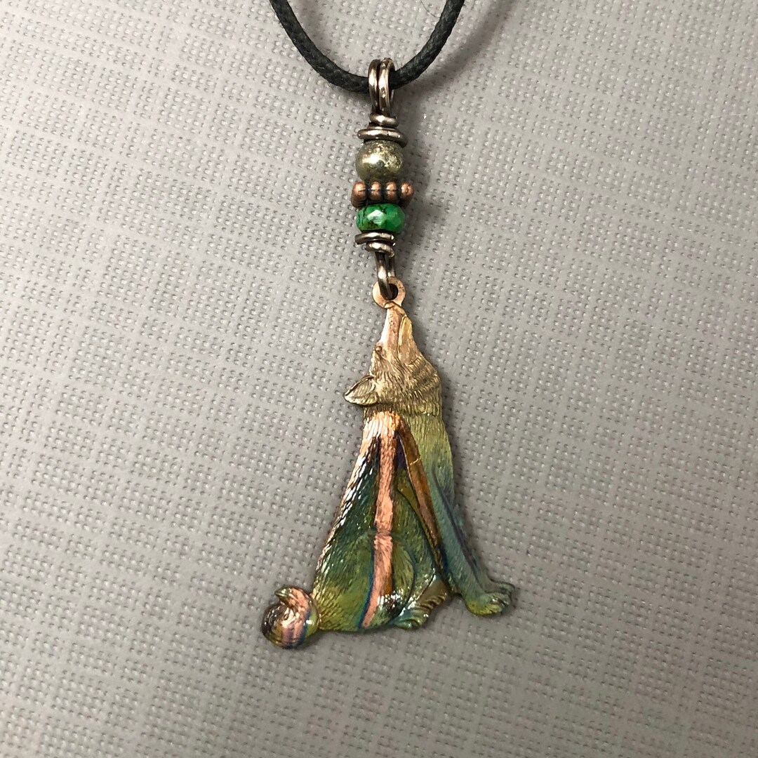 Wolf Necklace - Copper Wolf Pendant - Copper Wolves Jewelry - Howling ...