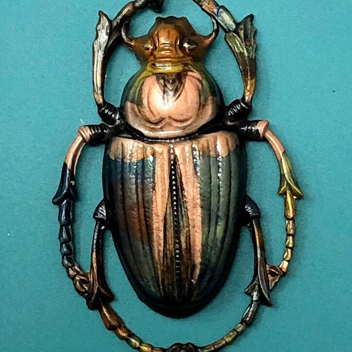 Scarab Beetle Necklace Gothic Copper Beetle Pendant - Etsy