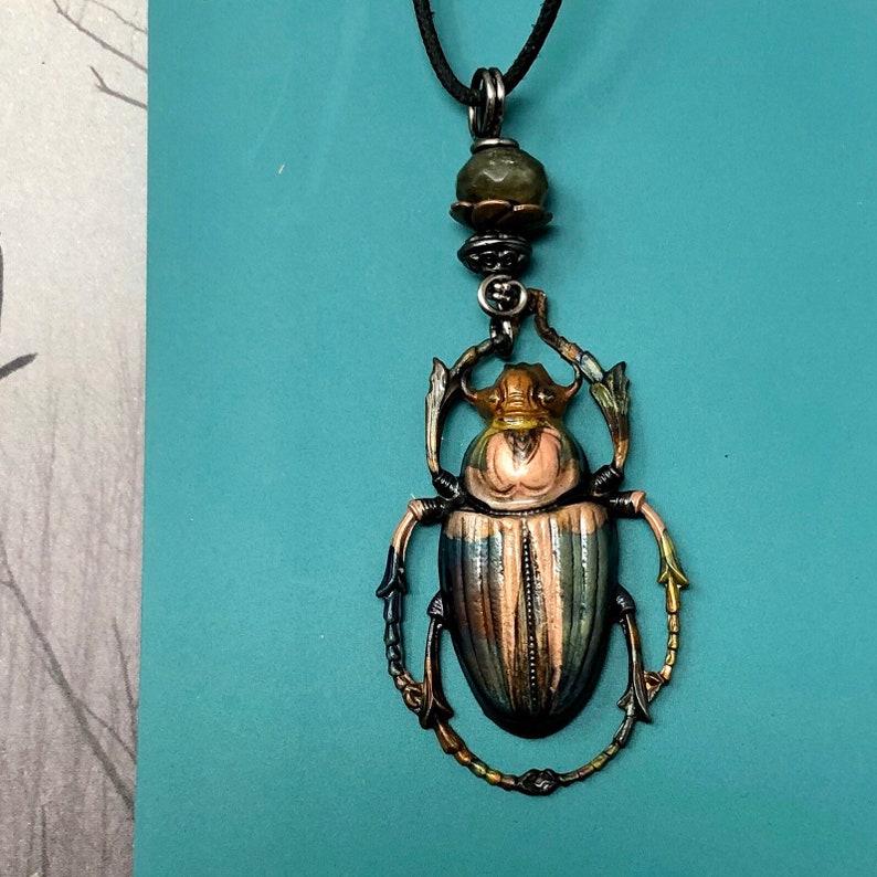 Scarab Beetle Necklace Gothic Copper Beetle Pendant | Etsy