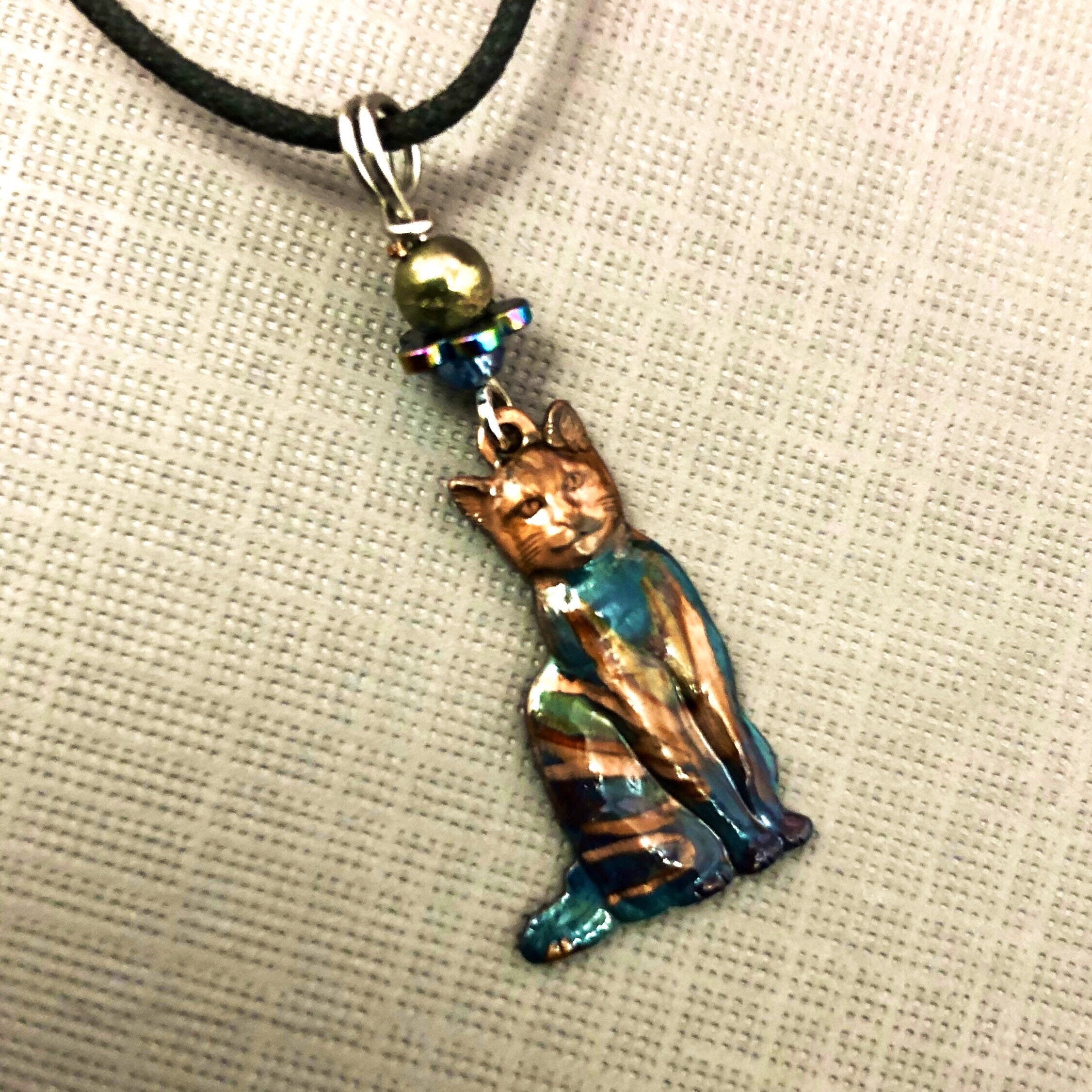 Cat Necklace Copper Cat Pendant Necklace Cat Lover Jewelry - Etsy