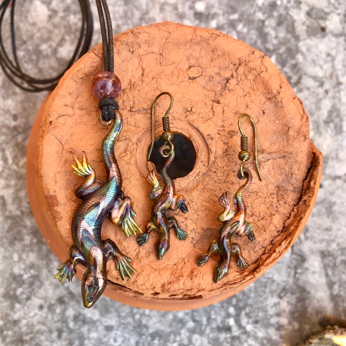 Lizard Earring Copper Lizard Earrings Reptile Earrings | Etsy