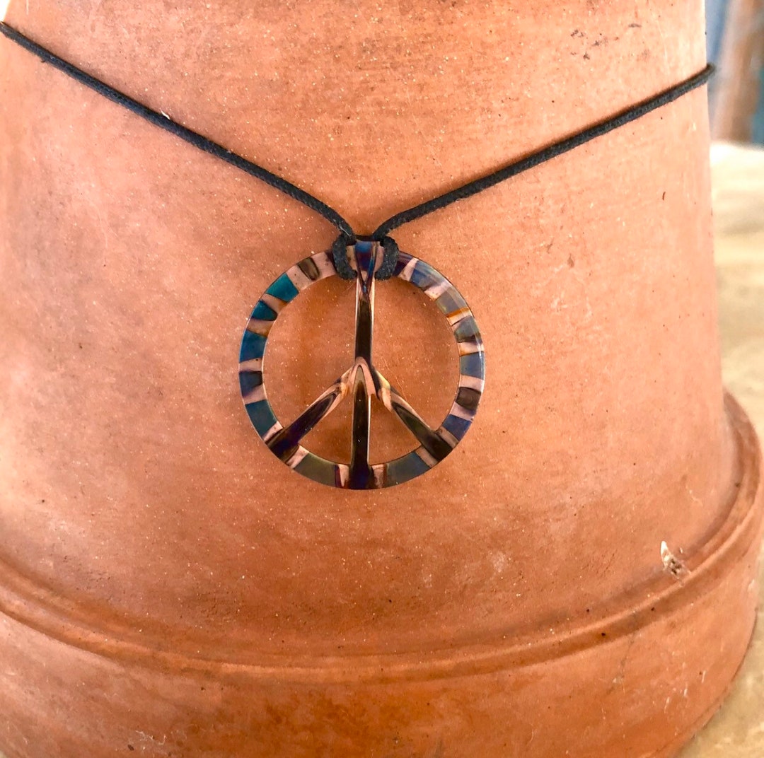 Peace Symbol Necklace Mens Copper Pendant Mens Peace - Etsy.de