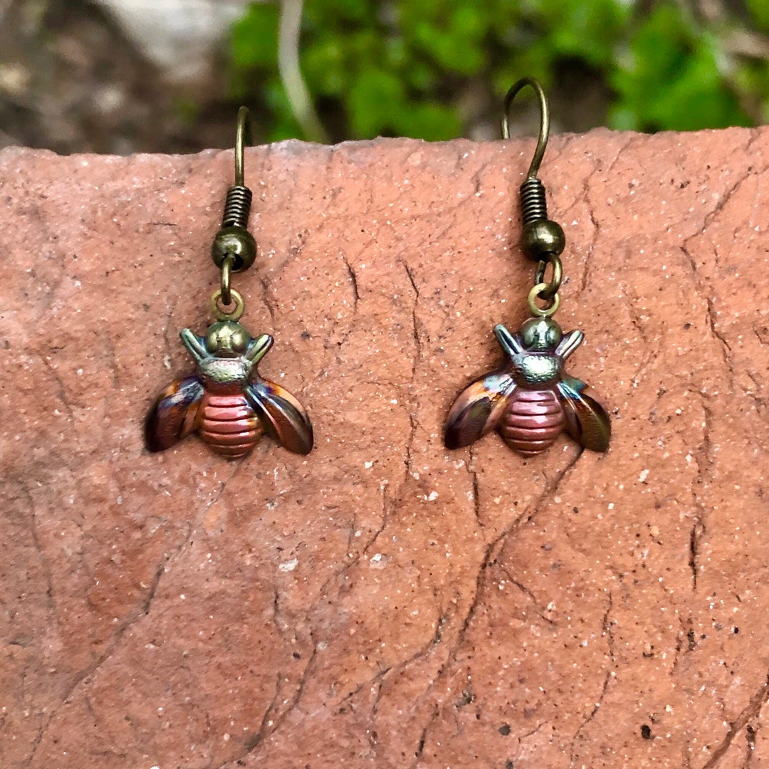 Bee Earrings Honey Bees Bee Jewelry Copper Bee Earrings - Etsy.de