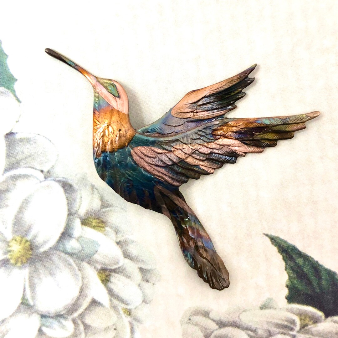Hummingbird Pin - Copper Humming Birds - Bird Jewelry - 7th Anniversary ...