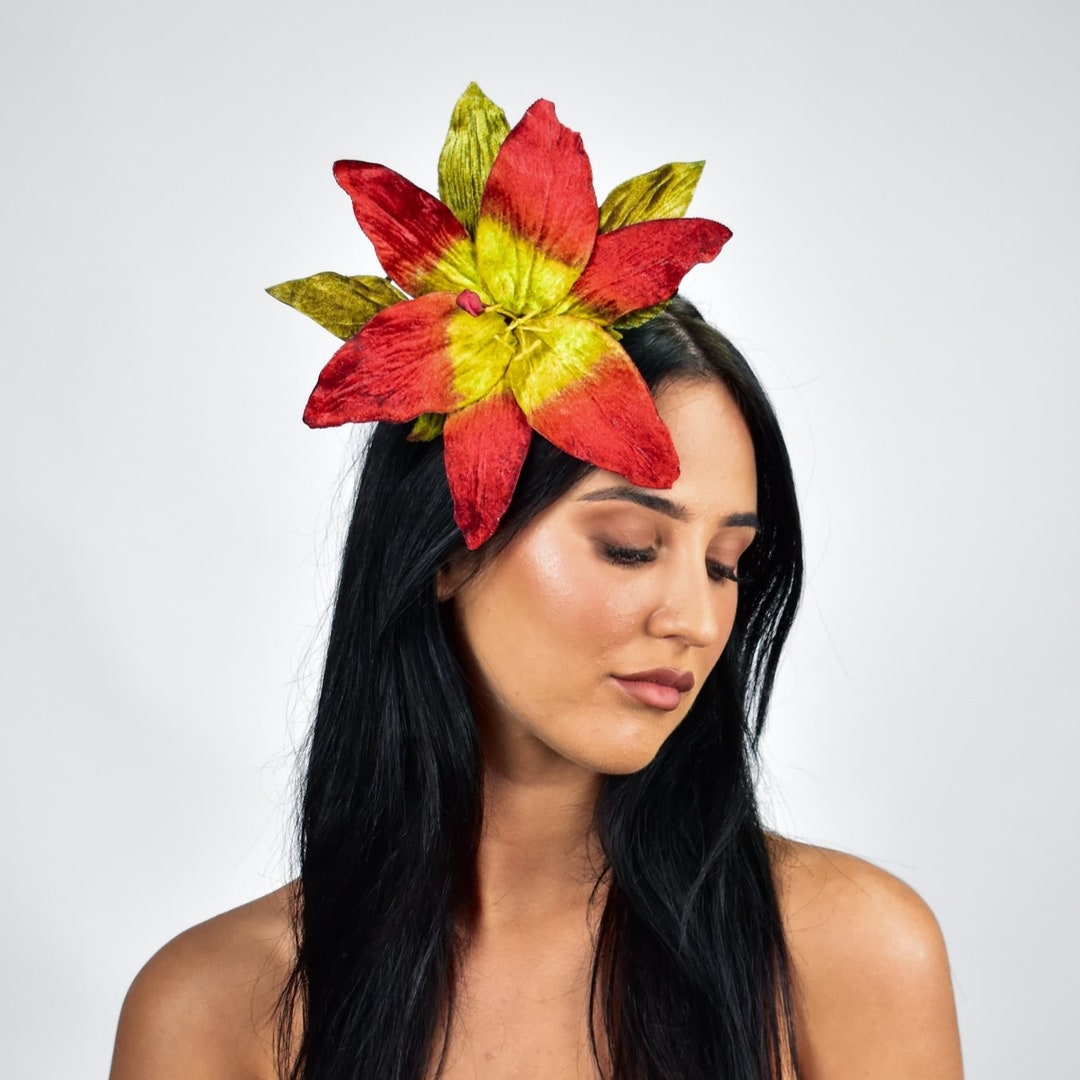 Red Velvet Lily Flower Headpiece Vintage Inspired Statement Race Day ...