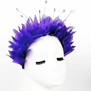 Purple Feather Crown for Races Feather Fascinator for Weddings Feather ...