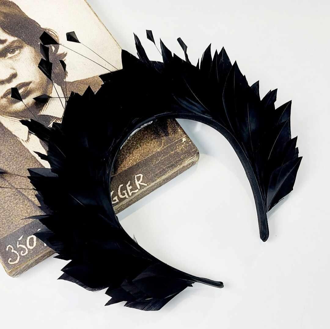 Black Feather Crown for Races Black Feather Fascinator for Weddings ...