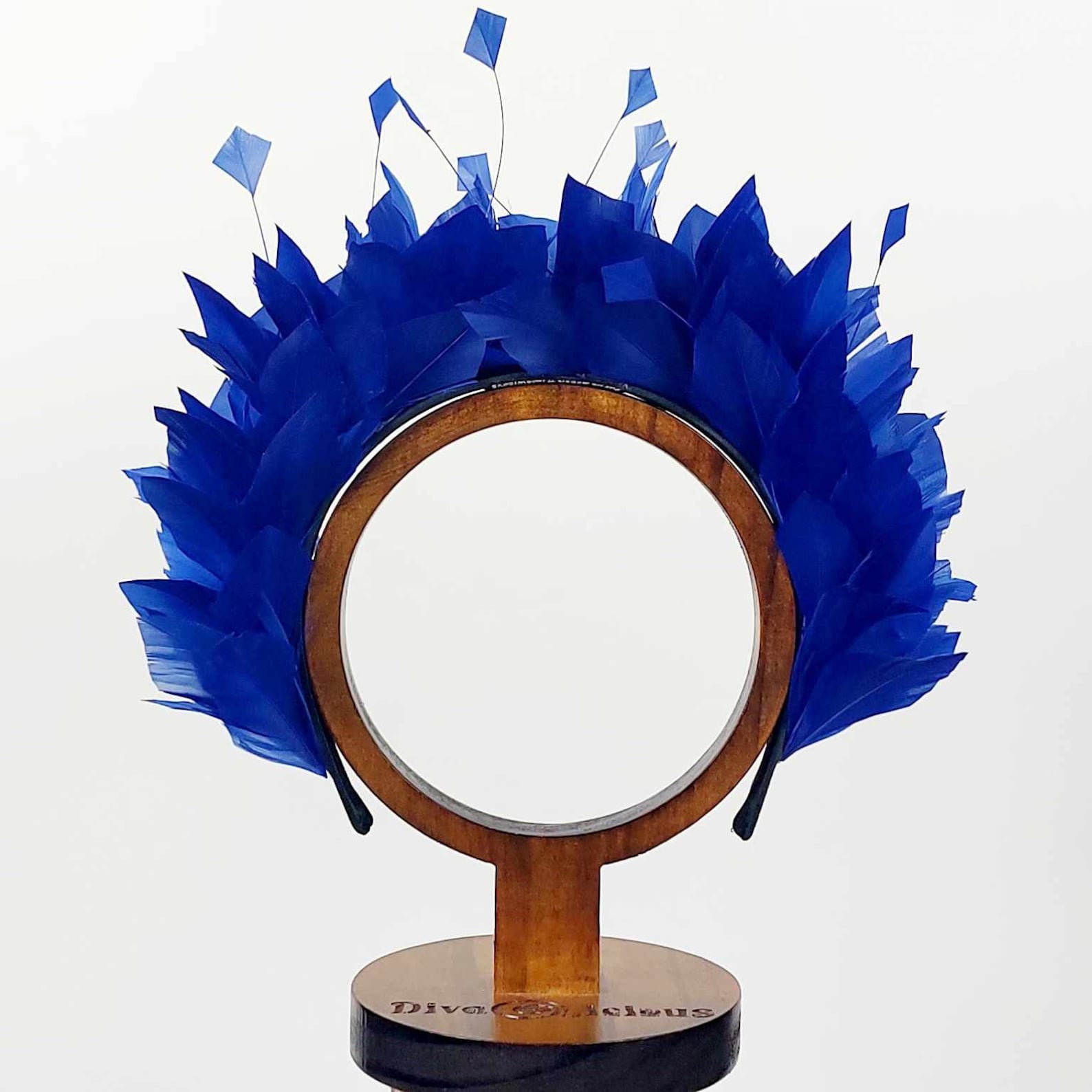 Royal Blue Feather Crown for Races Blue Feather Fascinator for ...