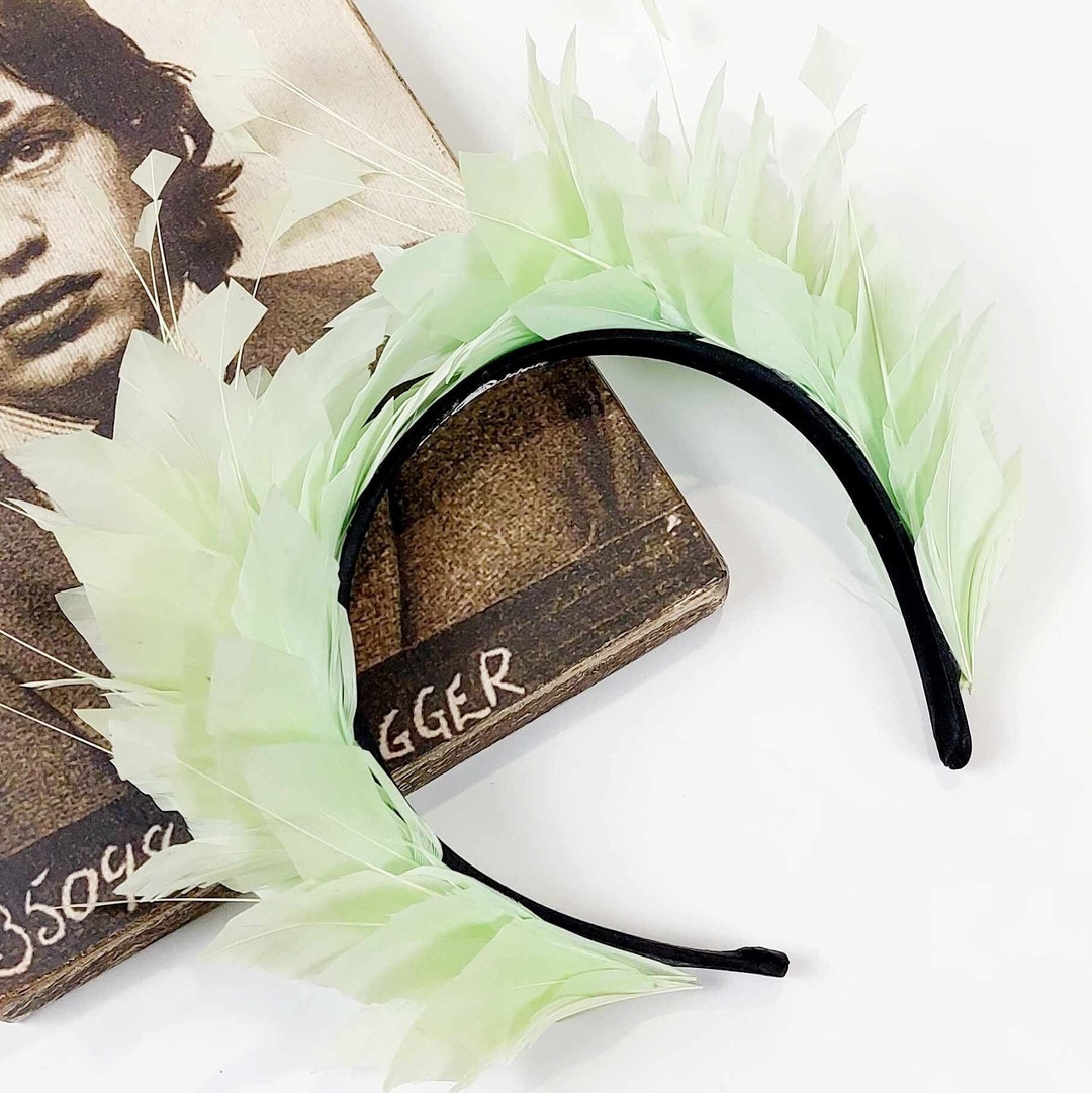 Mint Green Feather Crown for Wedding Feather Fascinator for Races ...