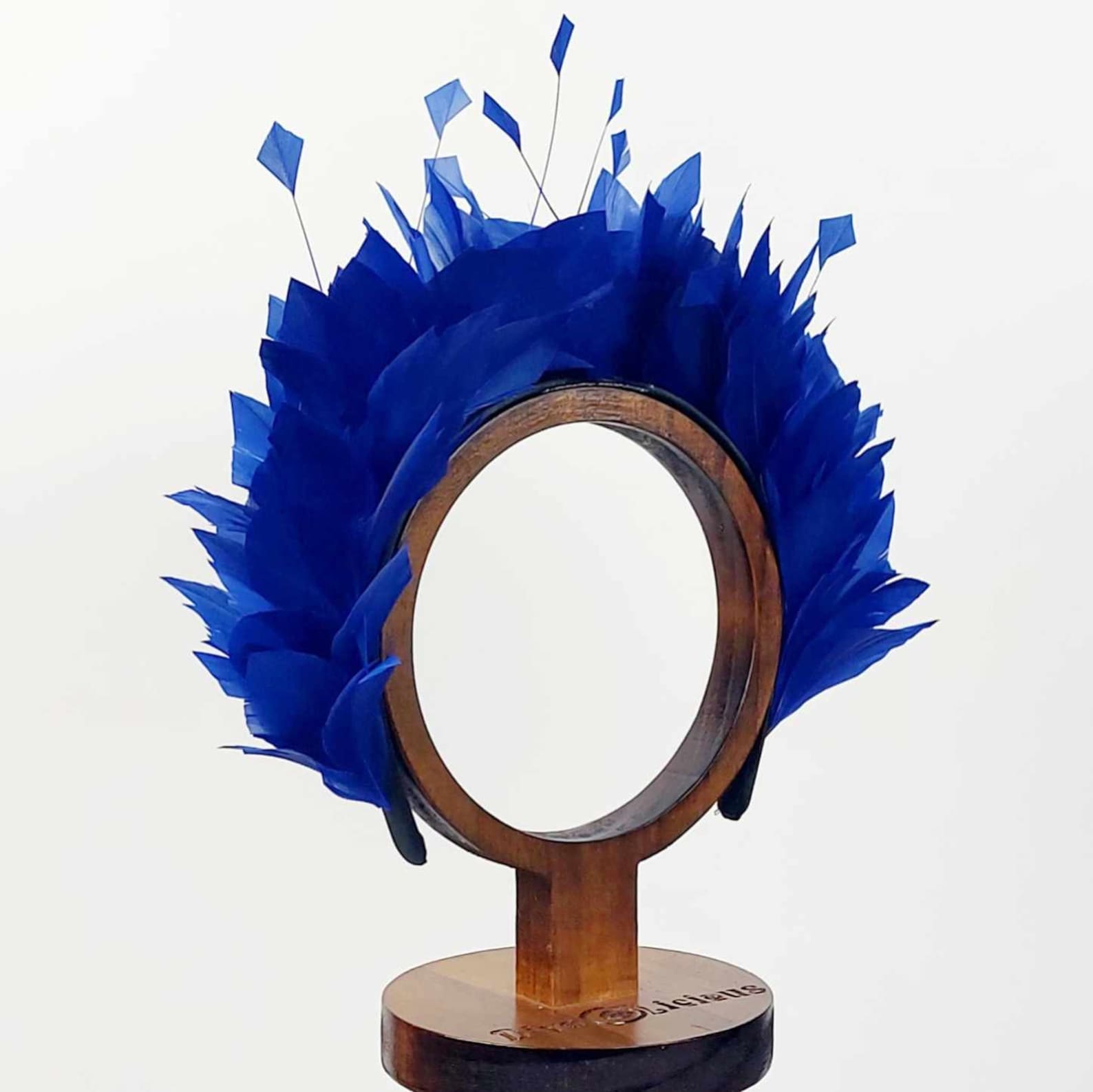 Royal Blue Feather Crown for Races Blue Feather Fascinator for ...