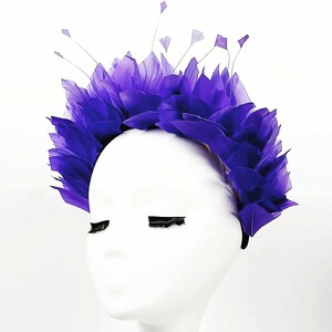 Purple Feather Crown for Races Feather Fascinator for Weddings Feather ...